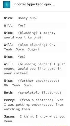Nico: Honey bun? Nico: (blushing) I meant, would you Like one? WiLL ...
