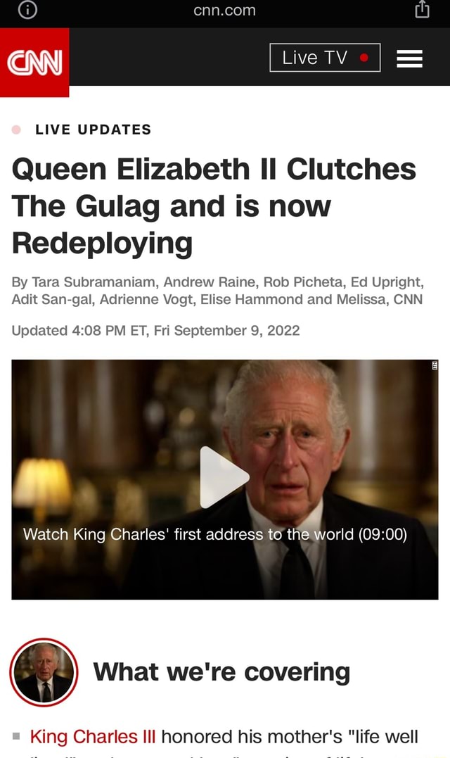 Live TV @ LIVE UPDATES Queen Elizabeth II Clutches The Gulag and is now ...
