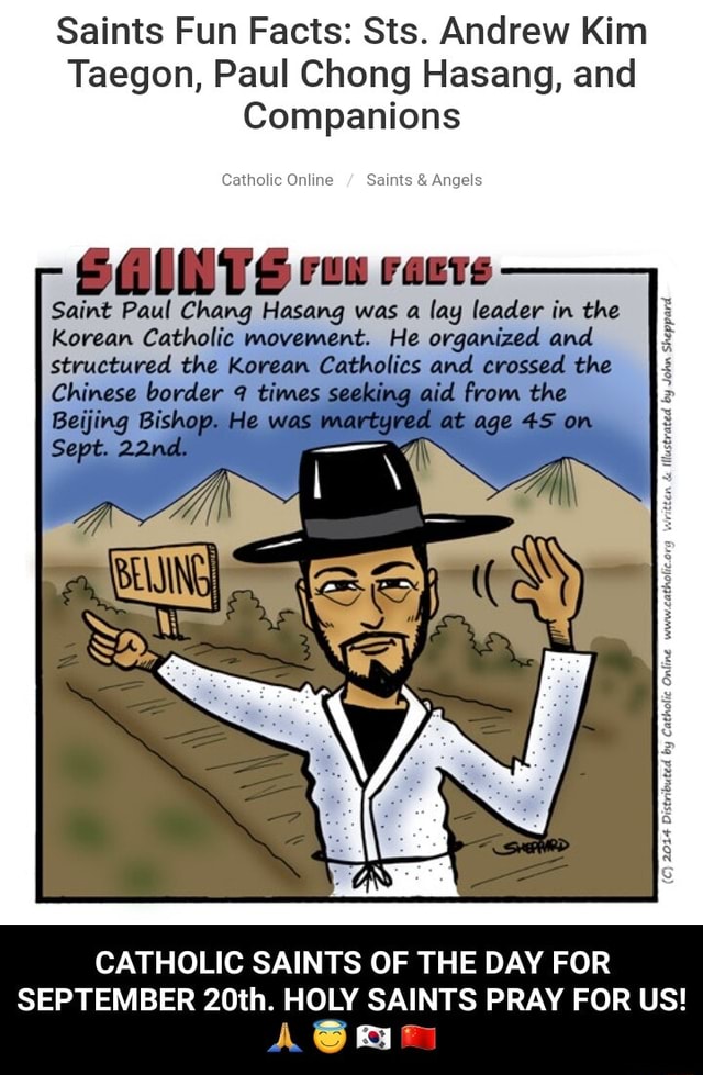 Saints Fun Facts: Sts. Andrew Kim Taegon, Paul Chong Hasang, and ...