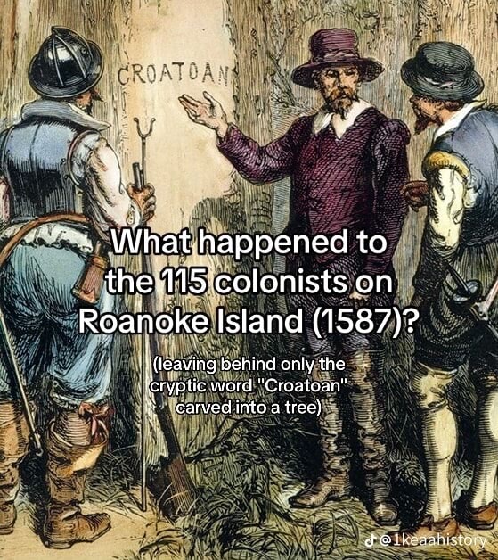 What happened to the 115 colonists on Roanoke Island (1587)? '(leaving ...