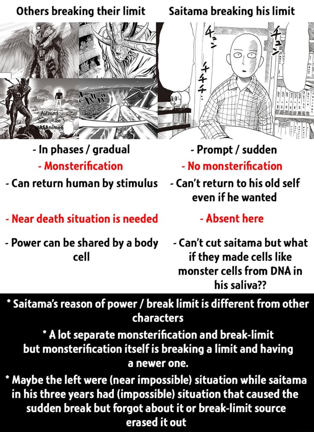 Saitama breaking his limit Others breaking their limit -In phases ...