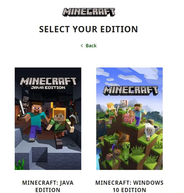 SELECT YOUR EDITION Back JAVA EDITION MINECRAFT: JAVA MINECRAFT ...