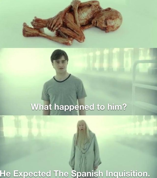 CA What happened to him? He Expected The Spanish Inquisition. - iFunny
