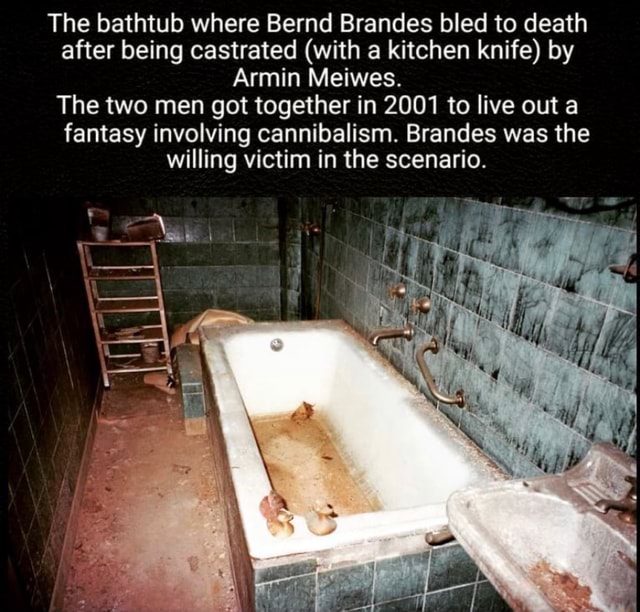 The bathtub where Bernd Brandes bled to death after being castrated (with a kitchen knife) by ...