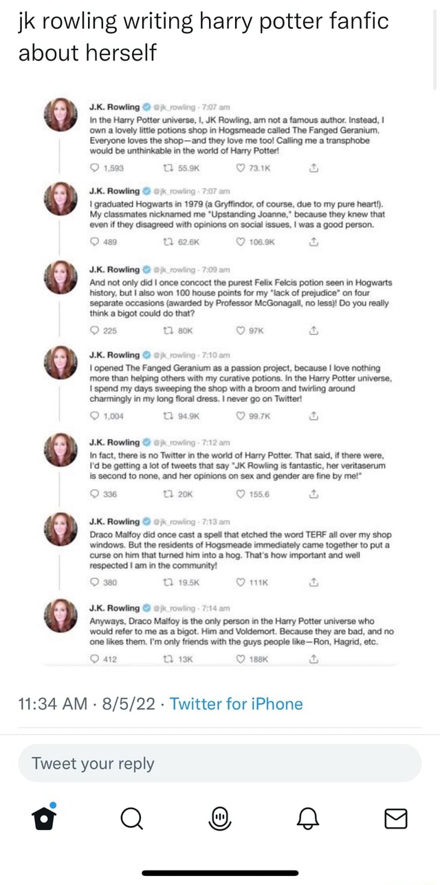 Jk rowling writing harry potter fanfic about herself J.K. Rowling @)k ...