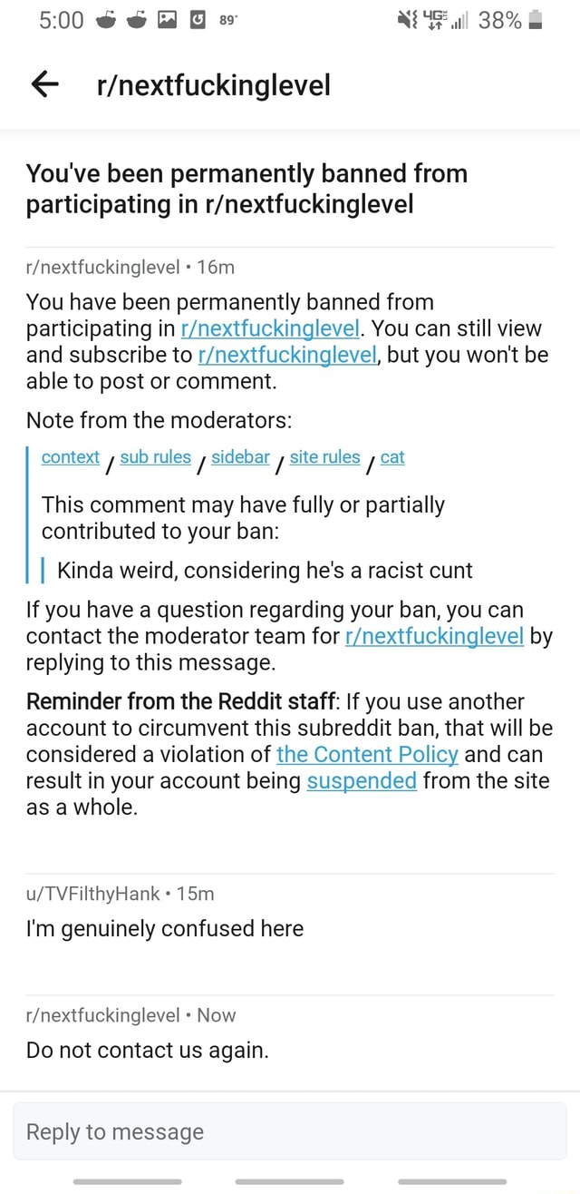You've been permanently banned from participating in You have been ...