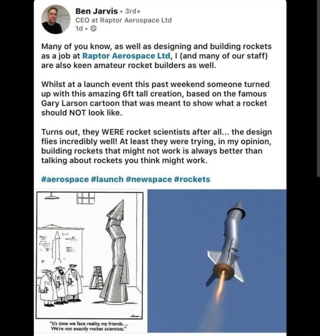 Ben Jarvis CEO at Raptor Aerospace Ltd id-@ Many of you know, as well ...