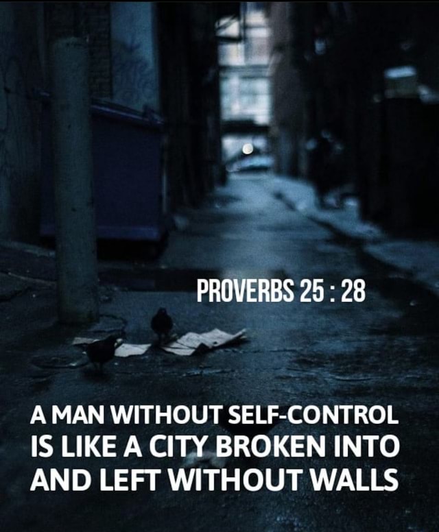 PROVERBS 25 28 ge LO A MAN WITHOUT SELF-CONTROL IS LIKE A CITY BROKEN ...