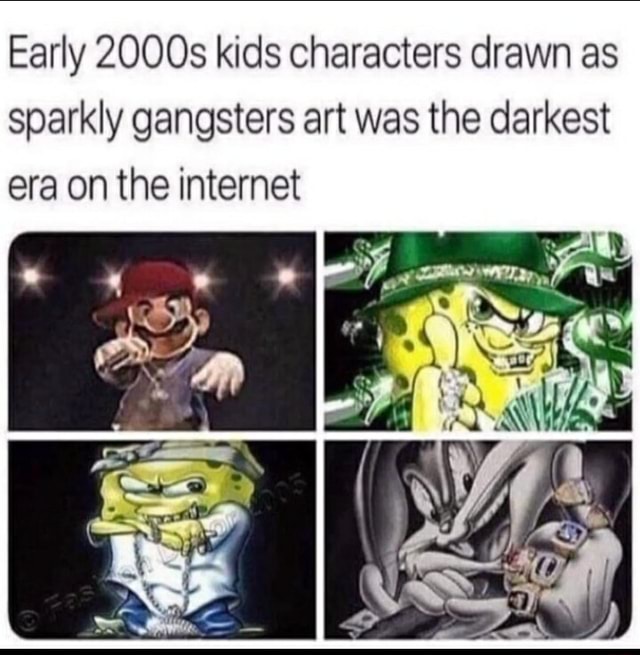 Early 2000s kids characters drawn as sparkly gangsters art was the ...