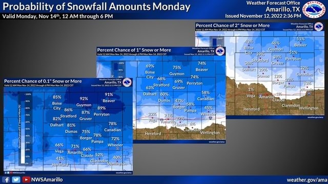 Probability of Snowfall Amounts Monday Valid Monday, Nov 14%, 12 AM ...