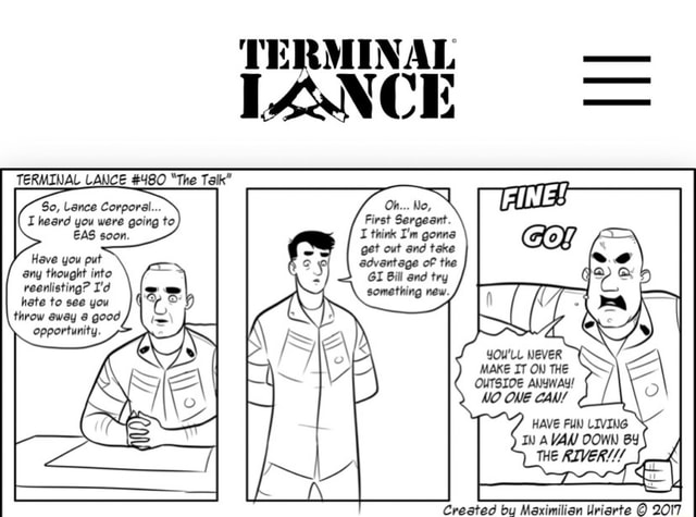 RMINAL IANCE = TERMINAL LANCE #480 "The Talk" So, Lance Corporal... I ...