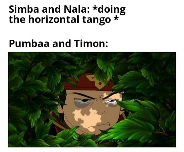 Simba and Nala: *doing the horizontal tango * Pumbaa and Timon: - iFunny