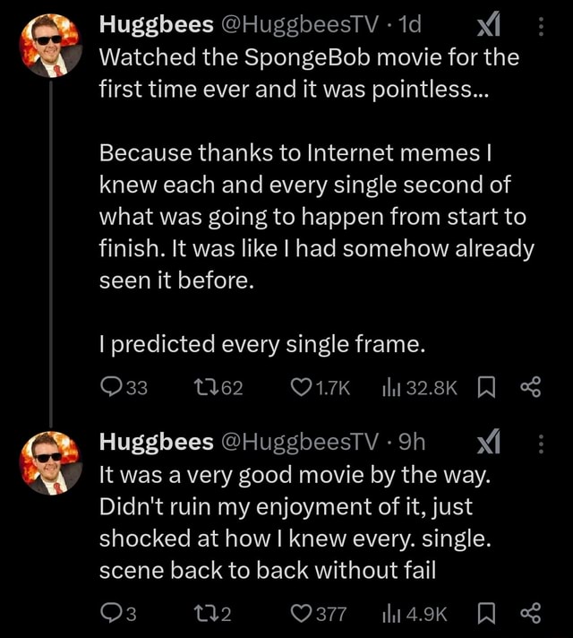 Huggbees @HuggbeesTV - id M Watched the SpongeBob movie for the first ...