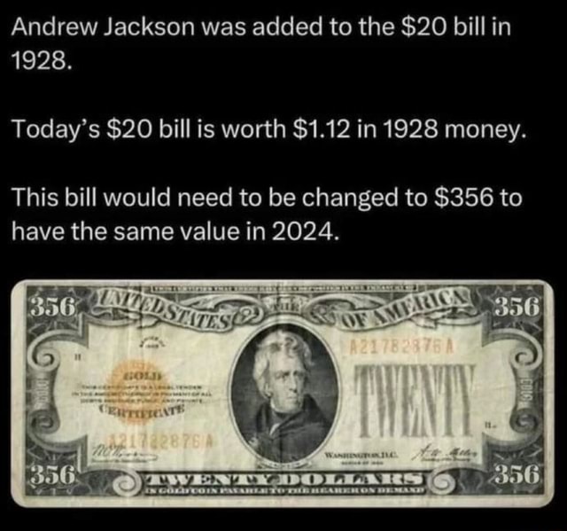 Andrew Jackson was added to the $20 bill in 1928. Today's $20 bill is ...