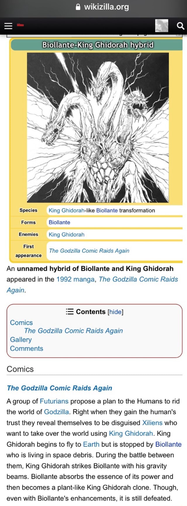 Biollante-King Ghidorah hybrid Species King Ghidorah-like Biollante ...