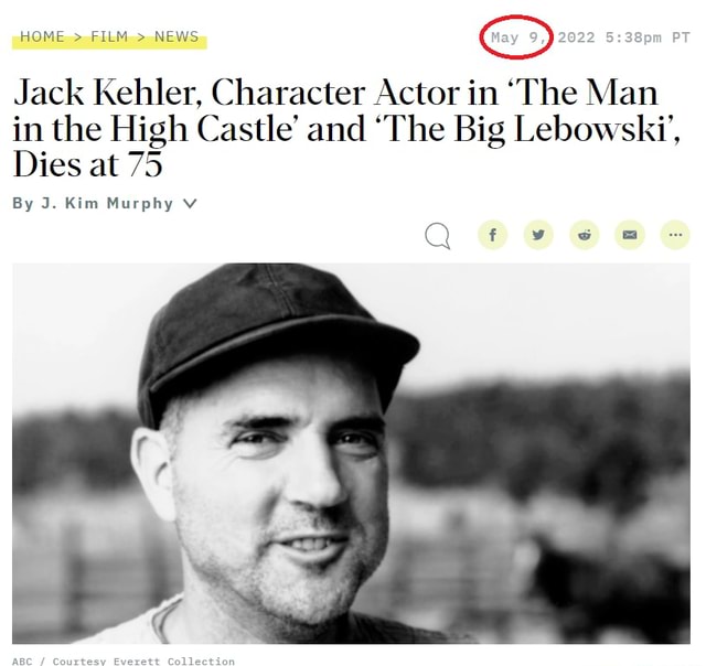 Tomorrow's already the 10th. - HOME > FILM > NEWS May PT Jack Kehler ...