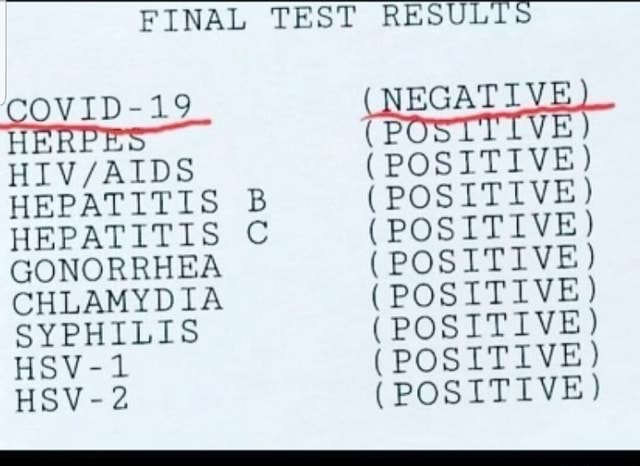 FINAL TEST RESULTS OVID-19 (NEGATIVE) HE (POSITIVE) (POSITIVE ...