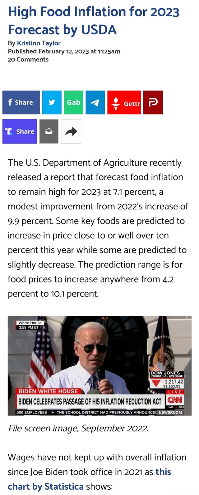 High Food Inflation for 2023 Forecast by USDA By Kristinn Taylor ...