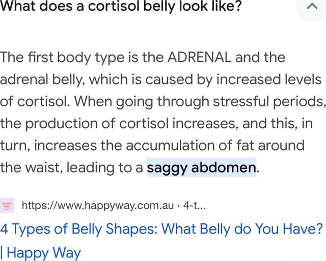 What does a cortisol belly look like? "a The first body type is the ...