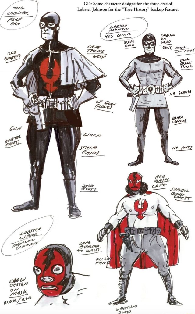 GD: Some character designs for the three eras of Lobster Johnson for ...