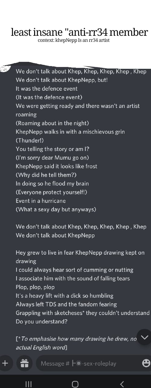 Least insane "anti-rr34 member context: khepNepp Is an rr34 artist We ...
