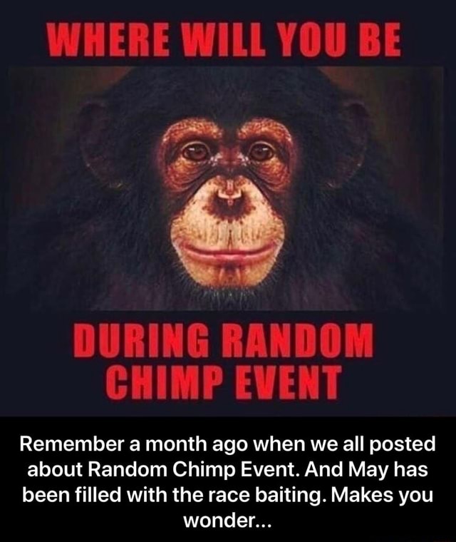 Remember a month ago when we all posted about Random Chimp Event. And ...