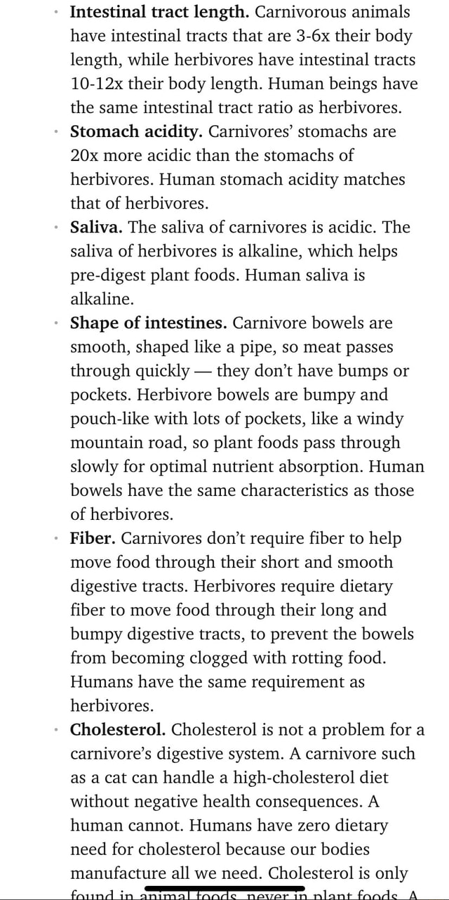 Intestinal tract length. Carnivorous animals have intestinal tracts ...