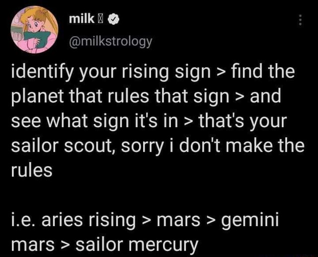 @milkstrology identify your rising sign > find the planet that rules ...