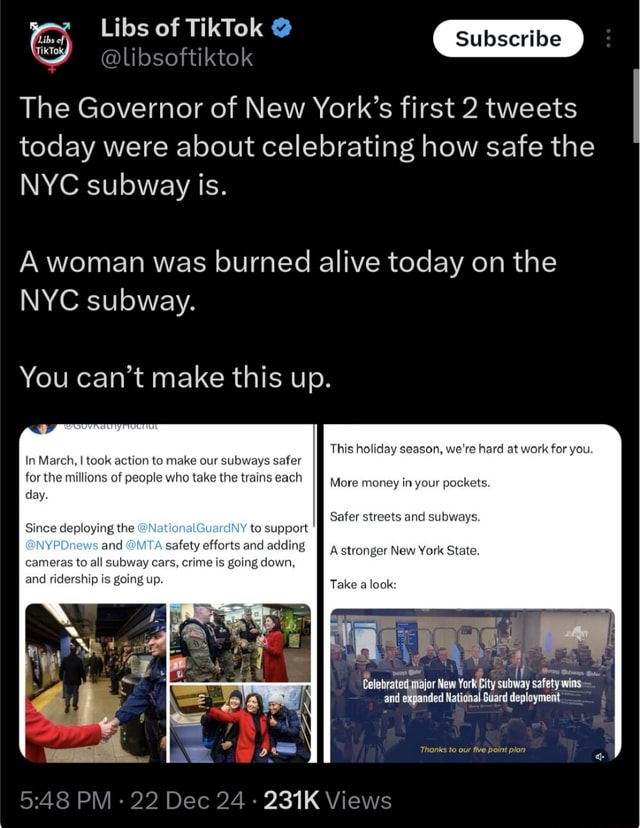 Libs of TikTok @libsoftiktok Subseribe The Governor of New York's first ...