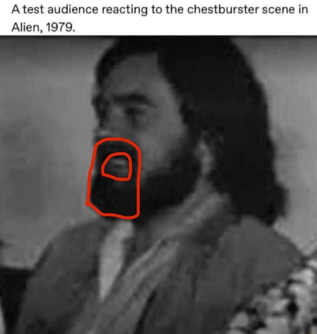A test audience reacting to the chestburster scene in Alien, 1979. - iFunny