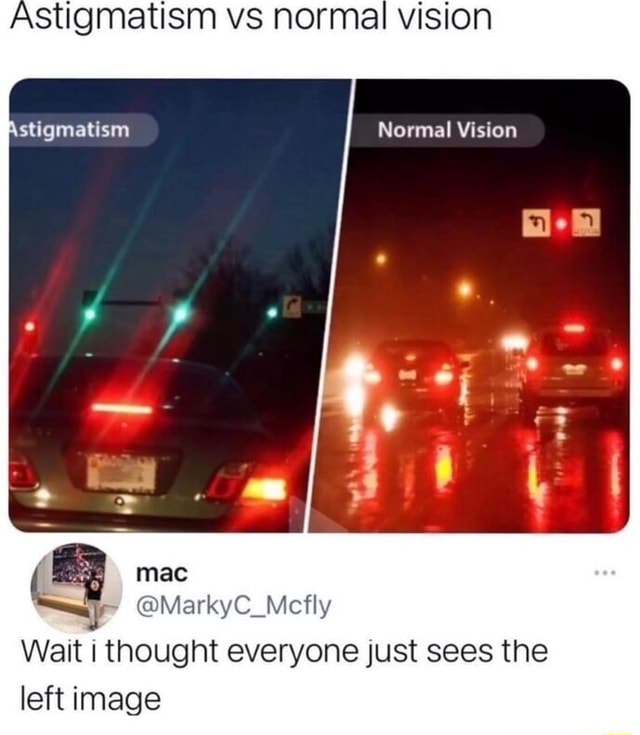 Astigmatism vs normal vision stigmatism Normal Vision mac @MarkyC_Mcfly ...