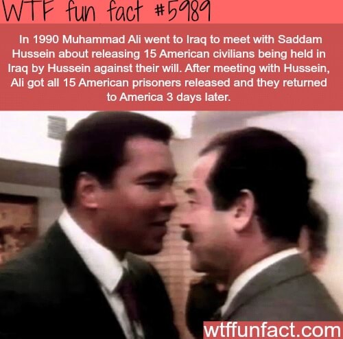 In 1990 Muhammad Ali went to Iraq to meet with Saddam Hussein about ...