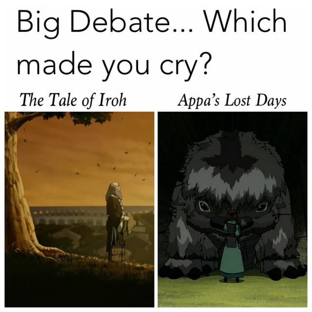 Big Debate... Which made you cry? The Tale of Iroh Appa's Lost Days ...