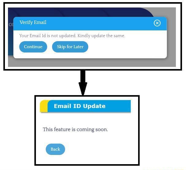 Verify Email Your Email Id is not upd Skip for Later d, Kindly update ...