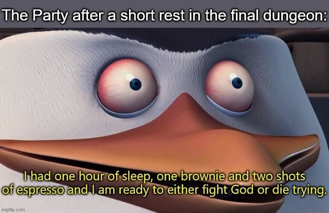 The Party after a short rest in the final dungeon: had one hour of ...