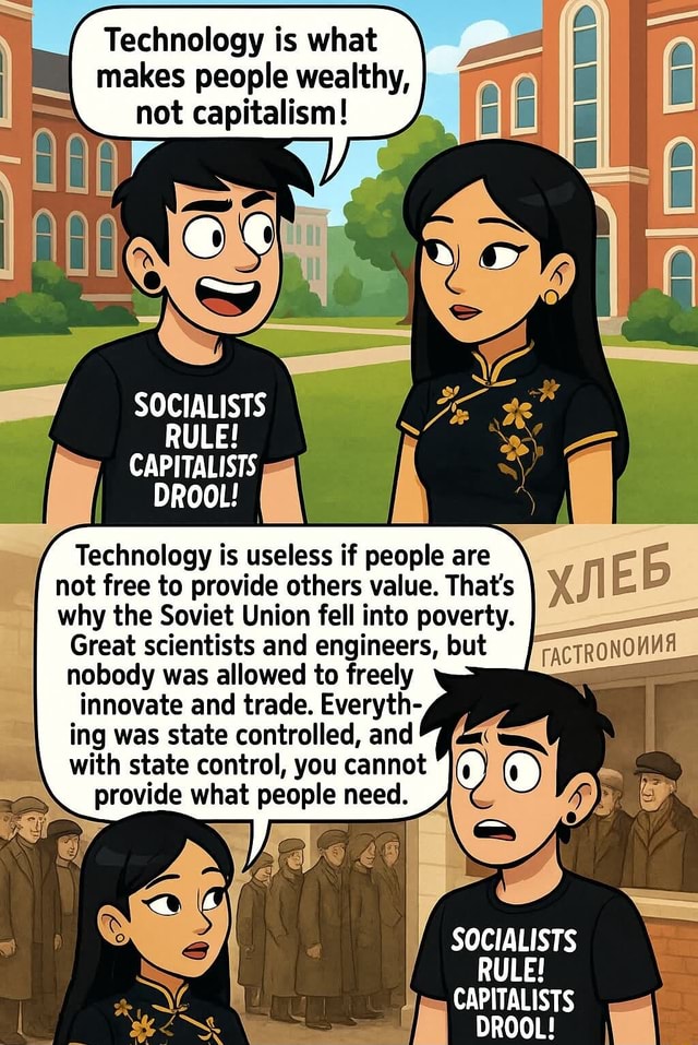 Technology is what makes people wealthy, not capitalism! SOCIALISTS RULE! CAPITALISTS Technology ...