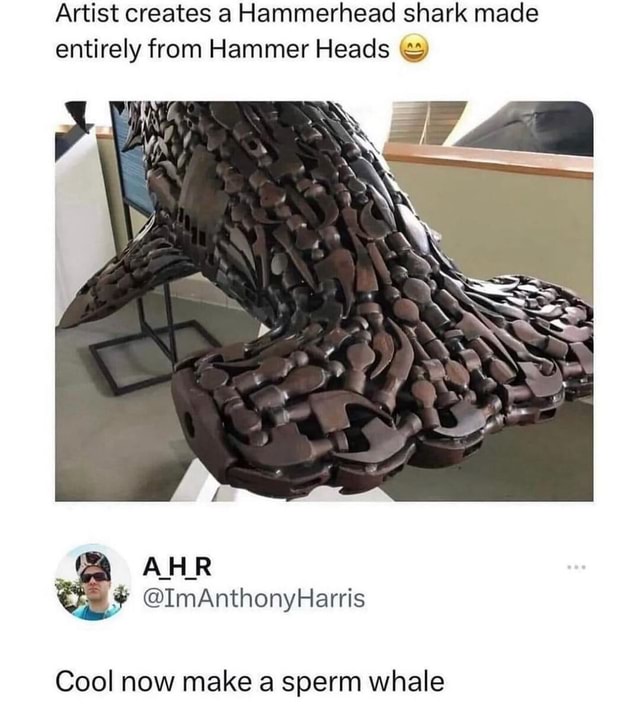 That's dope!! Sperm whale not so much - Artist creates a Hammerhead ...