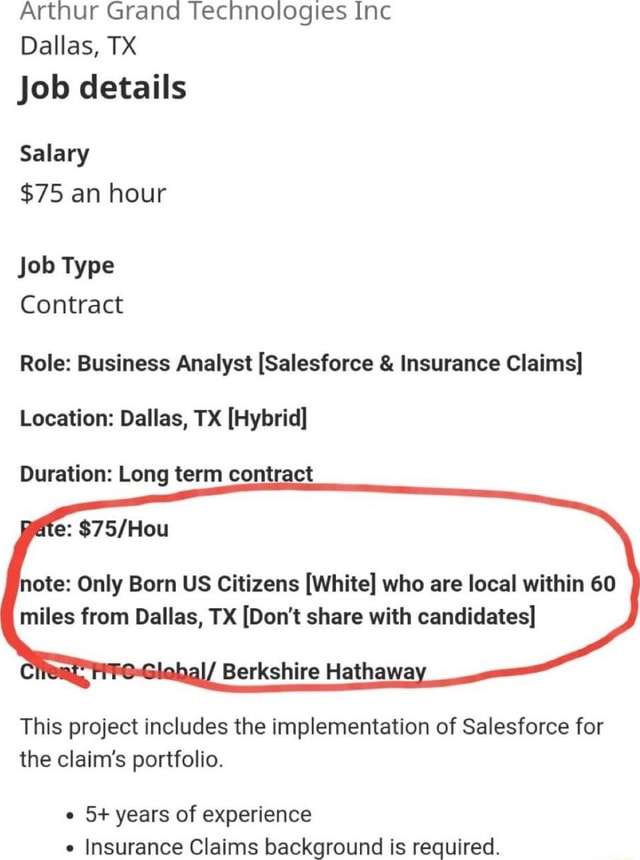 Arthur Grand Technologies Inc Dallas, TX Job details Salary $75 an hour ...