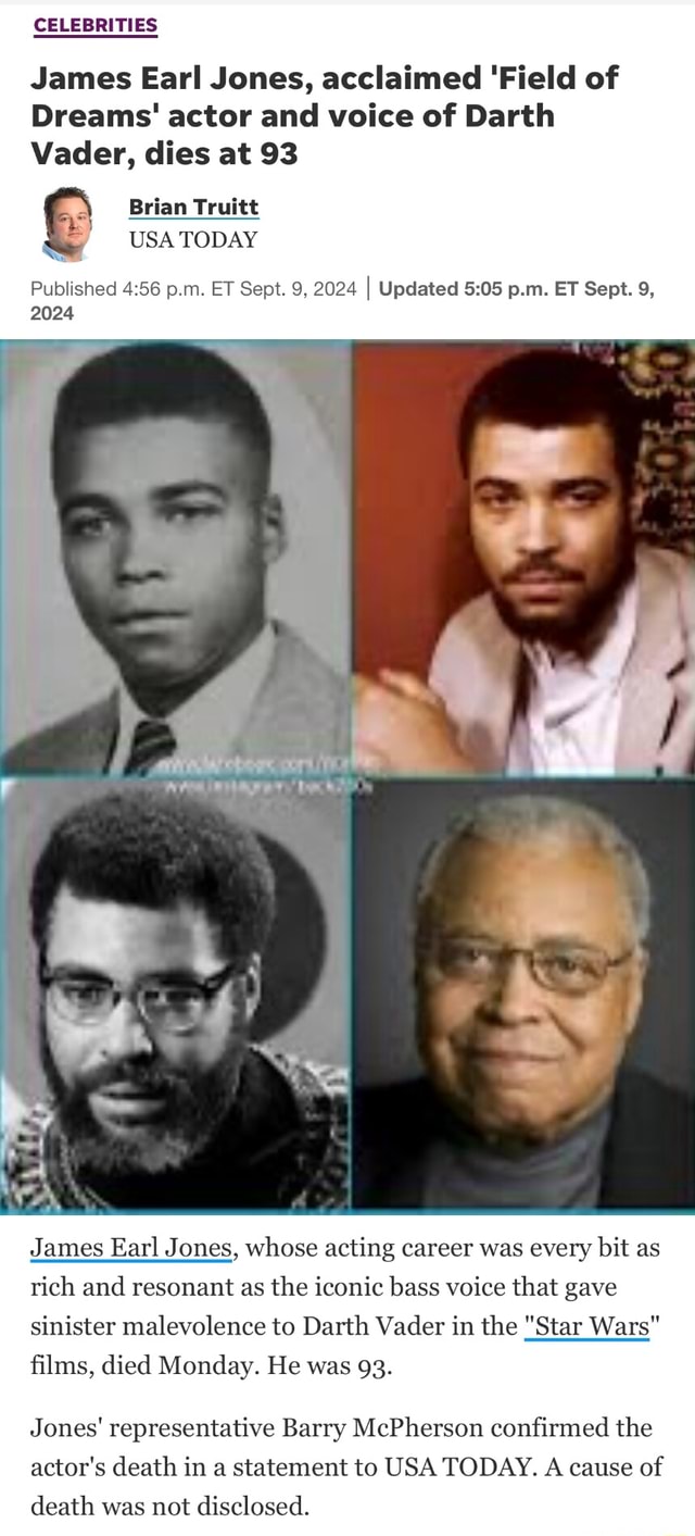 CELEBRITIES James Earl Jones, acclaimed 'Field of Dreams' actor and ...