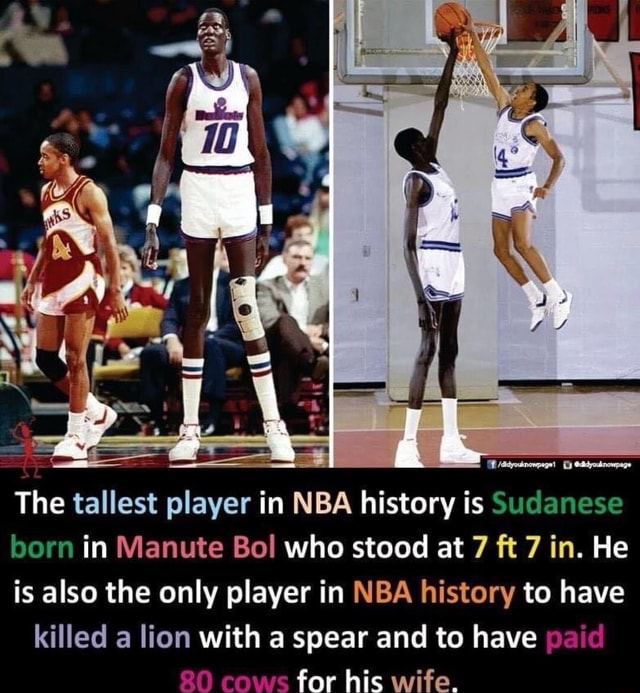 The tallest player in NBA history is Sudanese born in Manute Bol who ...