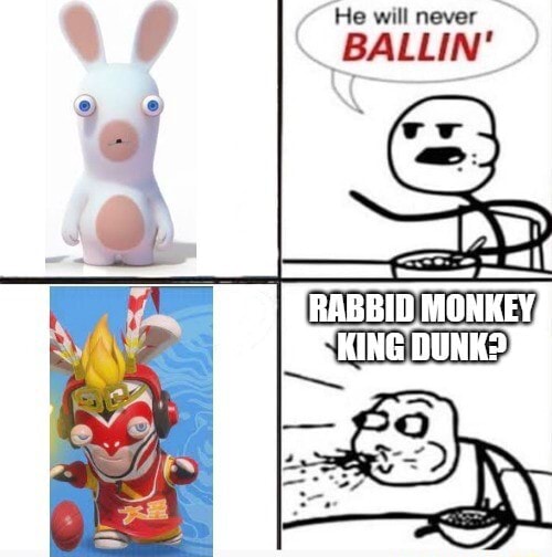 Rabbid monkey king dunk :) - He will never BALLIN' RABBID MO} MONKEY ...
