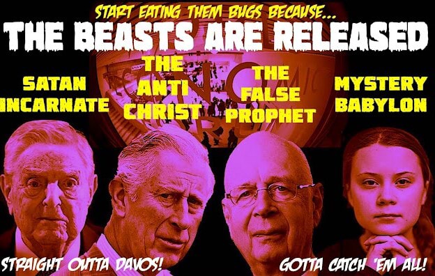 START EATING THEM-BUGS BECAUSE... THE BEASTS ARE RELEASED SATAN @ice ...
