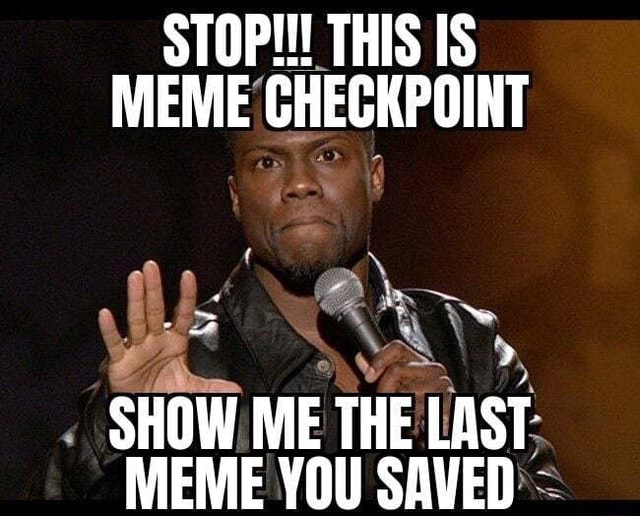 STOP!!! THIS IS MEME CHECKPOINT SHOW ME THE LAST MEME YOU SAVED - iFunny