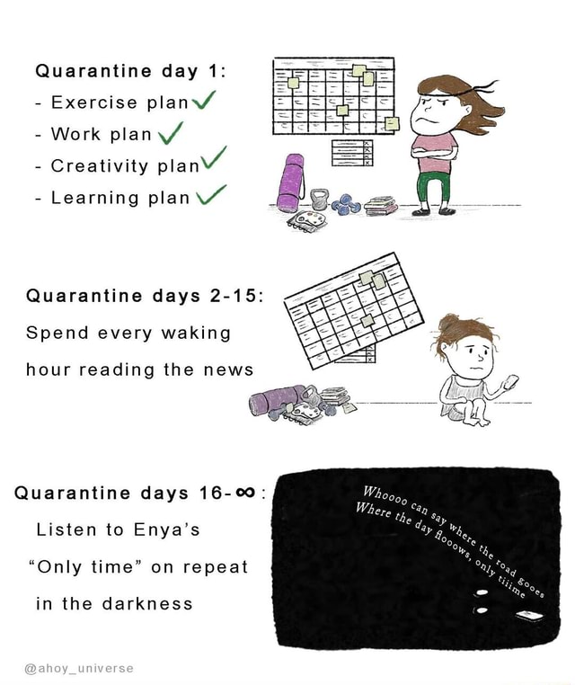 Quarantine day 1: Exercise plan Work plan Creativity plan Learning plan ...
