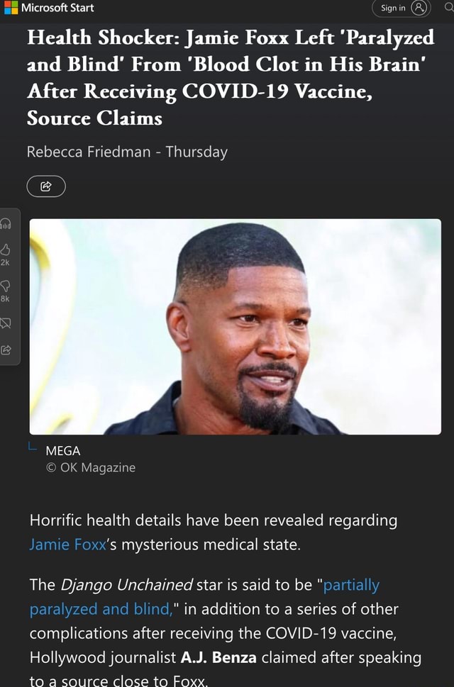 Microsoft Start Sign in (A) Q Health Shocker: Jamie Foxx Left Paralyzed ...