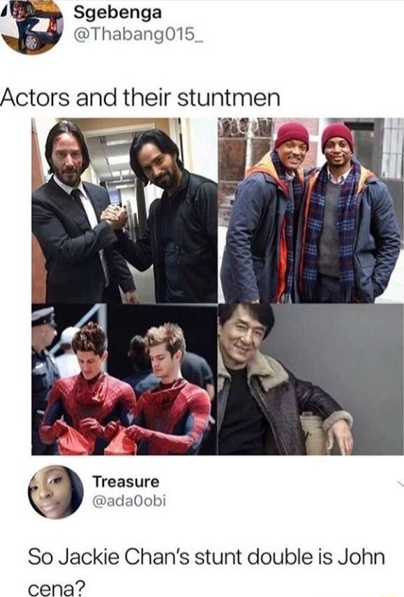 Sgebenga @Thabang015. Actors and their stuntmen Treasure @ada0obi So ...