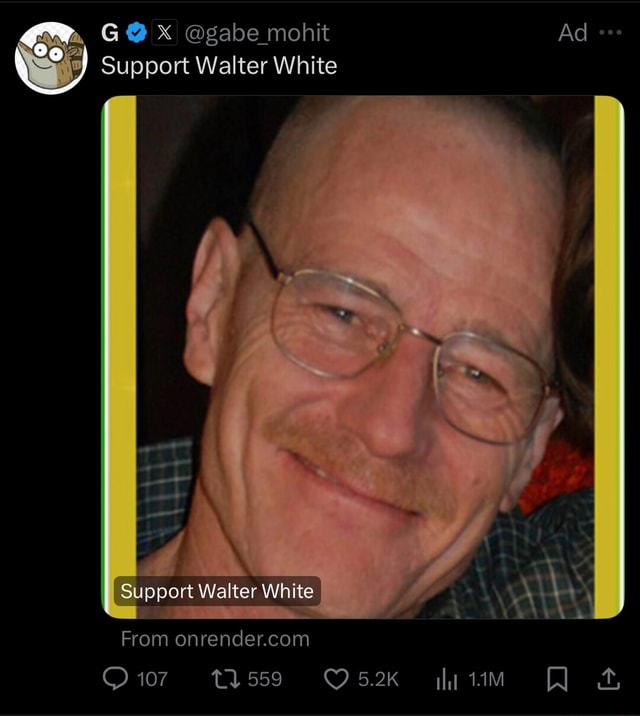 @gabe mohit Support Walter White (Support Walter White Ad From onrender.com Qior - iFunny