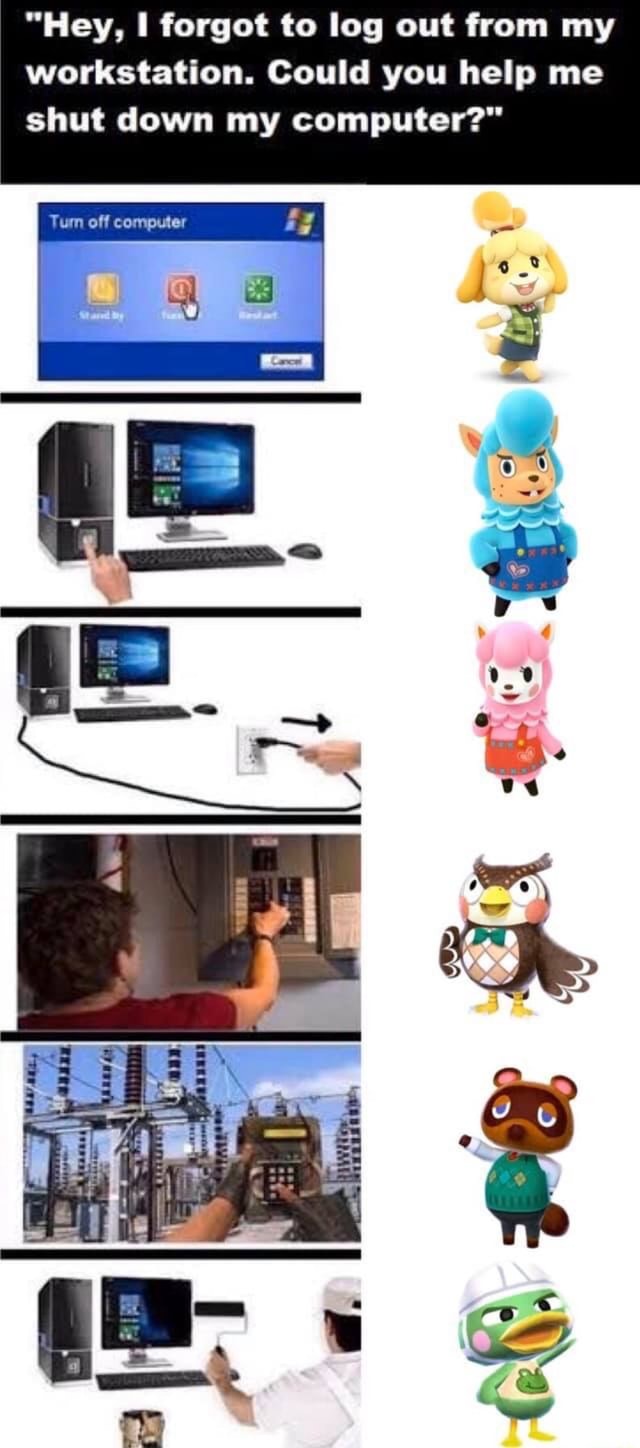 "Hey, I forgot to log out from my workstation. Could you help me shut ...