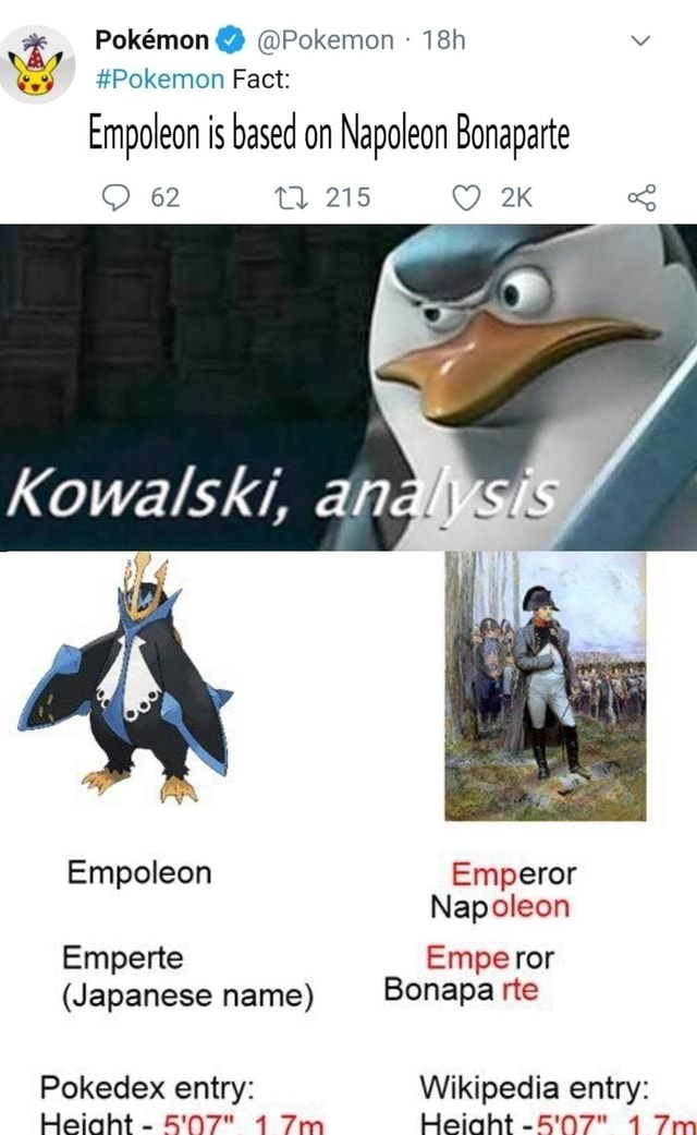 Pokmmon @ @Pokemon Vv #Pokemon Fact: Empoleon is based on Napoleon ...