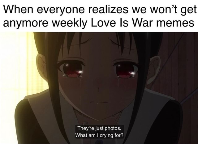 When everyone realizes we won't get anymore weekly Love Is War memes ...